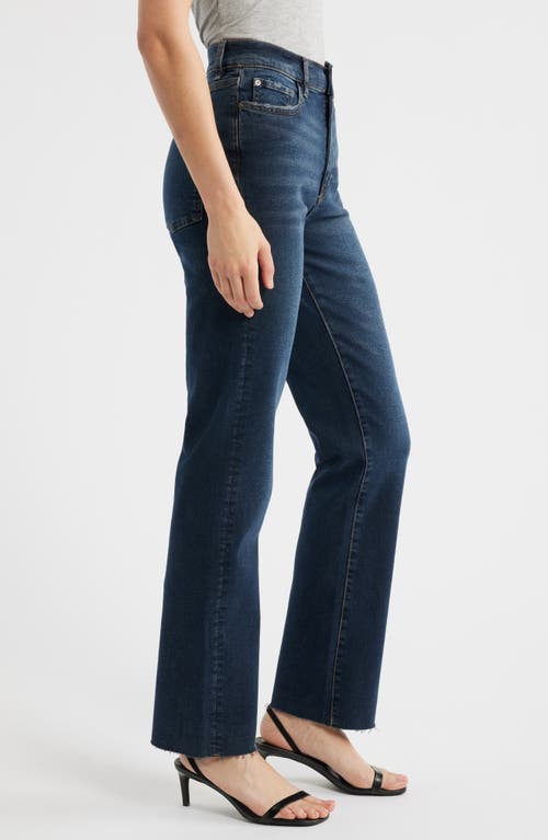 WARP + WEFT Raw Hem High-Waist Straight-Leg Jeans